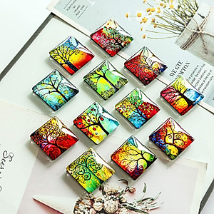 12Pcs Glass Strong Magnetic Refrigerator Magnet - Square Glass Fridge Decoration with a Powerful Flat Magnet, Office Whiteboard Magnet, Cabinet Magnet, Cabinet Cute Locker Magnet
