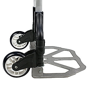 Folding Hand Dolly Truck 170 lb Capacity Aluminum Luggage Carts W/Free Bungee Cord, Collapsible (Black)