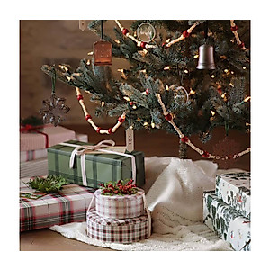 Hearth & Hand with Magnolia 12' Natural Wood Beaded Garland (Red & Cream)