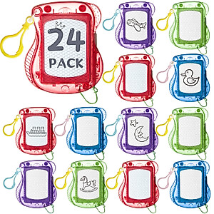 24 Pcs Mini Magnetic Drawing Boards Doodle Board for Kids Backpack Keychain Clip Drawing Board Erasable Sketch and Painting Pad for Classroom Rewards Party Favors Goodie Bag Stuffers (Classic Style)