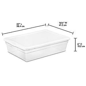 Sterilite 28 Quart Multipurpose Clear Plastic Stacking Storage Container Tote with Secure Lid for Under Bed or Closet Organization, 20 Pack