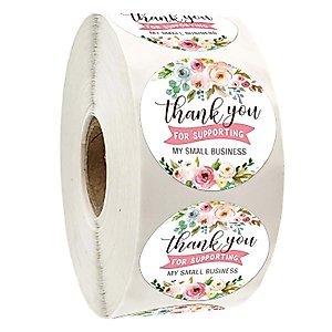 500 Thank You for Supporting My Business Label, Thank You for Your Business Stickers, 1.4inch Thank You for Your Order Stickers for Bakeries, Handmade Goods & Small Business Owners.