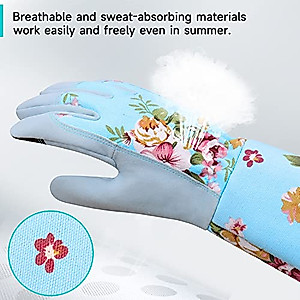 WANCHI Long Garden Gloves for Women Gardening Gloves Thorn Proof Rose Pruning Gloves Women's Light Protective Work Gloves for Yard & Outdoor Work Blue Small