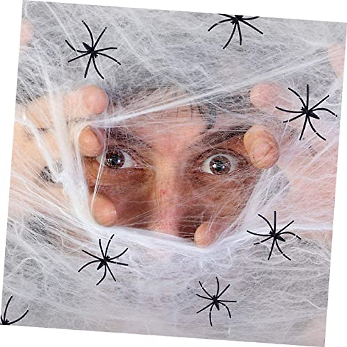 Gadpiparty 4 Sets Party Halloween Novelty for Props Fake Stretchy Cobweb Decorations Decoration with Scary Spiders and Webbing Indoor Web Decor Outdoor Spider