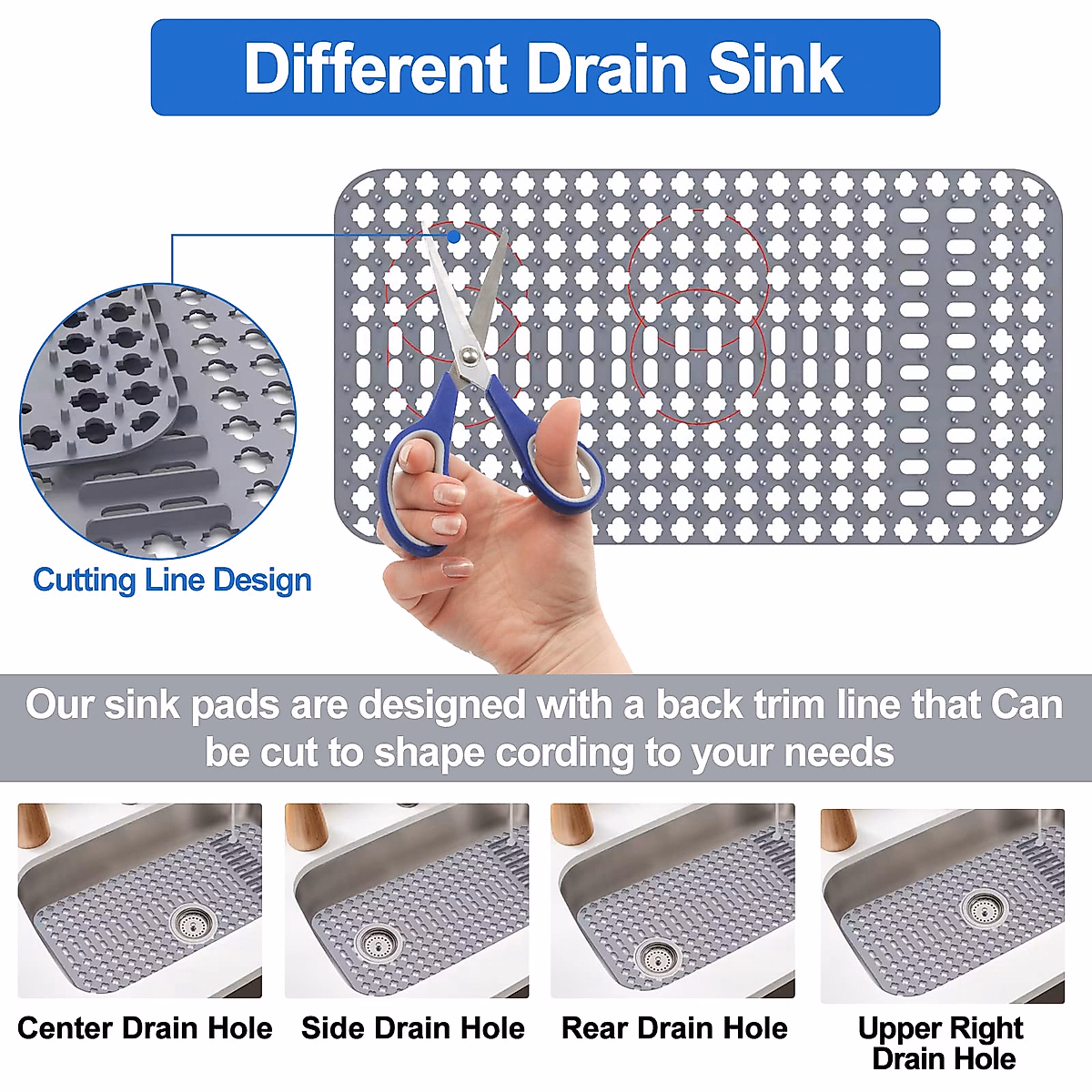 ARLBA Upgraded Silicone Kitchen Sink Mat 25"x13"，Sink Protectors for Kitchen Sink with Rear Drain/Center Drain,Sink Bottom Grid Protection Sink Rack For Farmhouse Stainless Steel/Porcelain Sink