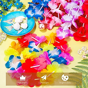 ADXCO 30 Pieces Hawaiian Leis Assorted Styles Leis Necklace Hawaiian Luau Tropical Flower Garland, Hawaiian Garland Party Decorations