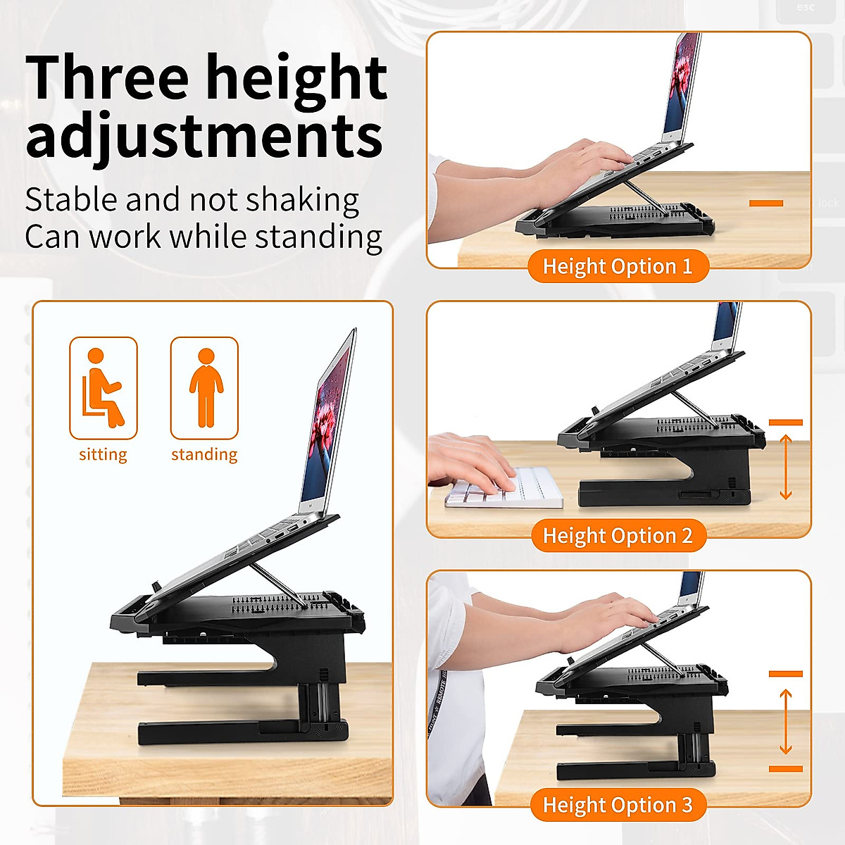 OImaster Laptop Stand Phone Stand Extended Laptops Riser Elevator 3 Height Adjustable Up to 10 Inches Rotatable Base for Desk Suit for Laptop Tablet 10 to 17 Inches