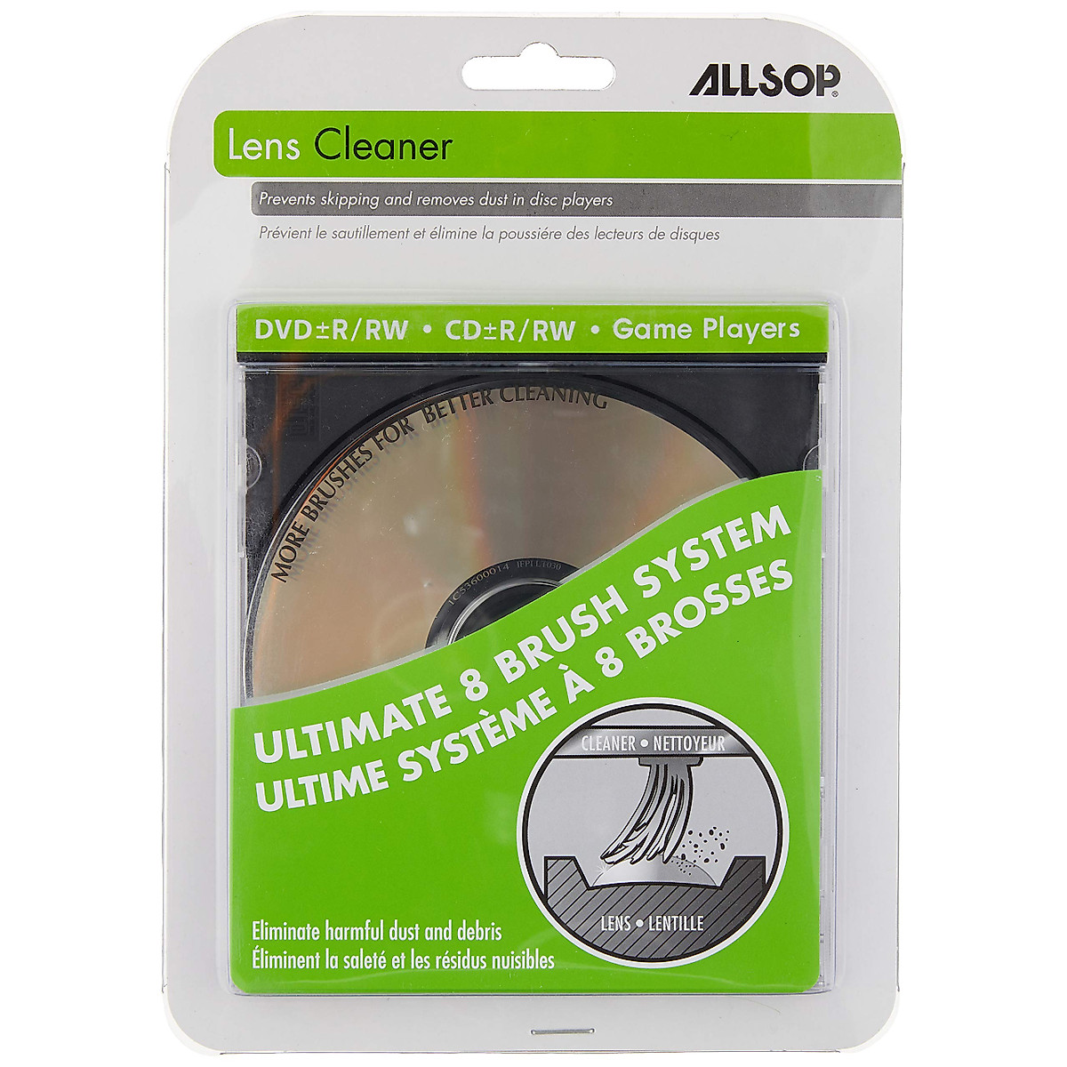 Allsop CD Laser-Lens Cleaner & CD and DVD FastWipes, lint-Free Wipes for Cleaning DVD, CD, PS1, PS2, Xbox & Xbox 360 Discs