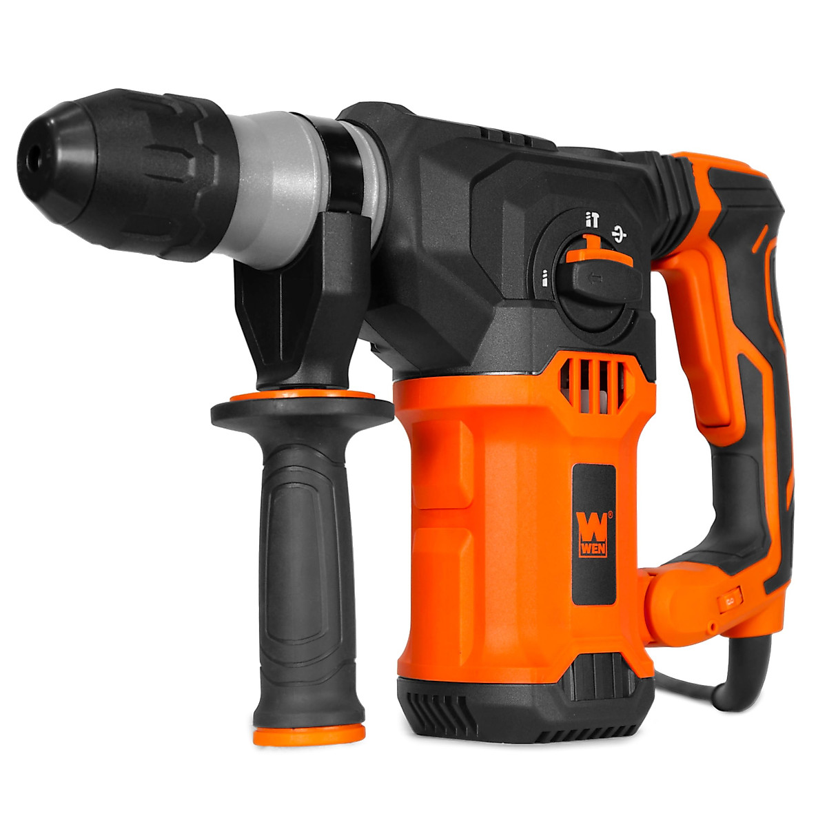 WEN 12-Amp 1-3/16-Inch Variable Speed SDS Plus Corded Rotary Hammer Kit with Case, Chisels, and Drill Bits (RH1042)