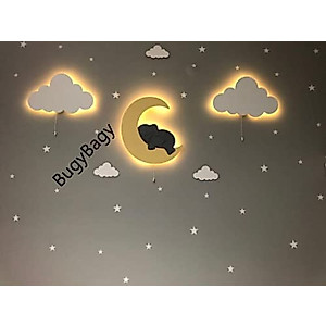 BugyBagy White Cloud Night Light for Nursery - Cloud Shape Battery Operated LED Bedroom Wall Night Light