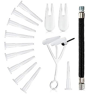 16 Exercise Ball Plug Replacement Kit with Needle, Nozzle, Extension Hose, Exercise Ball Air Stopper Plug Pin for Yoga Ball Soccer Basketball Football Volleyball Rubber Boat Balloon Swim Inflatables