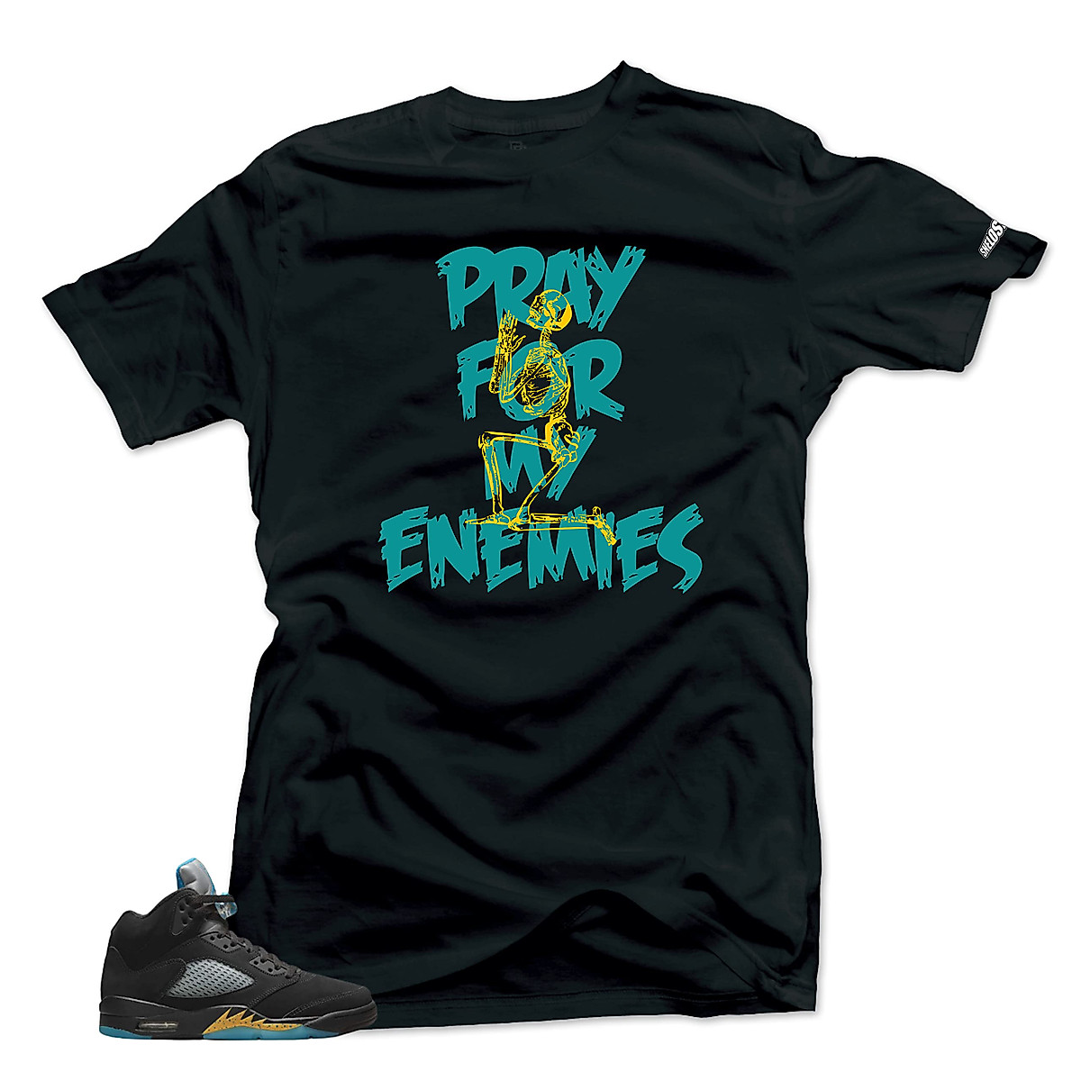Shirt to Match Jordan 5 Aqua Match Jordan Tee - Shirt to Match Jordan 5 Aqua Enemies Black - Large