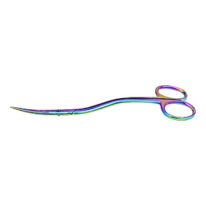 MAKER AND MARKET Applique Long Thin Needlepoint Blade 6.1 Inch - Double Bent Curved Offset Handle Scissors with Pouch Sleeve for Embroidery, Fabric, Thread, Knitting, Sewing, Arts & Craft (Rainbow)