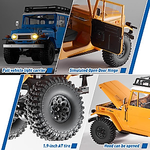 EAZYRC X FMS 1/10 Toyota Land Cruiser FJ40 RS with Licensed RC Truck Blue, All Terrain Waterproof 4WD 35T 550 Motor RC Crawler for Adult,2.4Ghz Remote Control, No Battery (yellow)