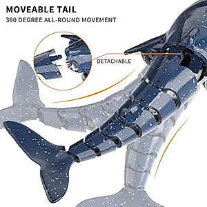 2.4Ghz Remote Control Whale Shark Toys for Boys Kids, 1:18 Scale High Simulation Whale Shark for Pool, Electric RC Whale Shark Fish Toys with Light & Spray Water Function for 4 5 6 7 8 9 Year olds Kid