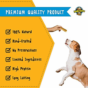 Tibetan Dog Chew Yak Cheese Sticks - Natural Treats for Small to Large Dogs, Lasting, Digestible, Promotes Dental Health, Rawhide and Grain-Free, Ideal for Aggressive Chewers, 15-Pack