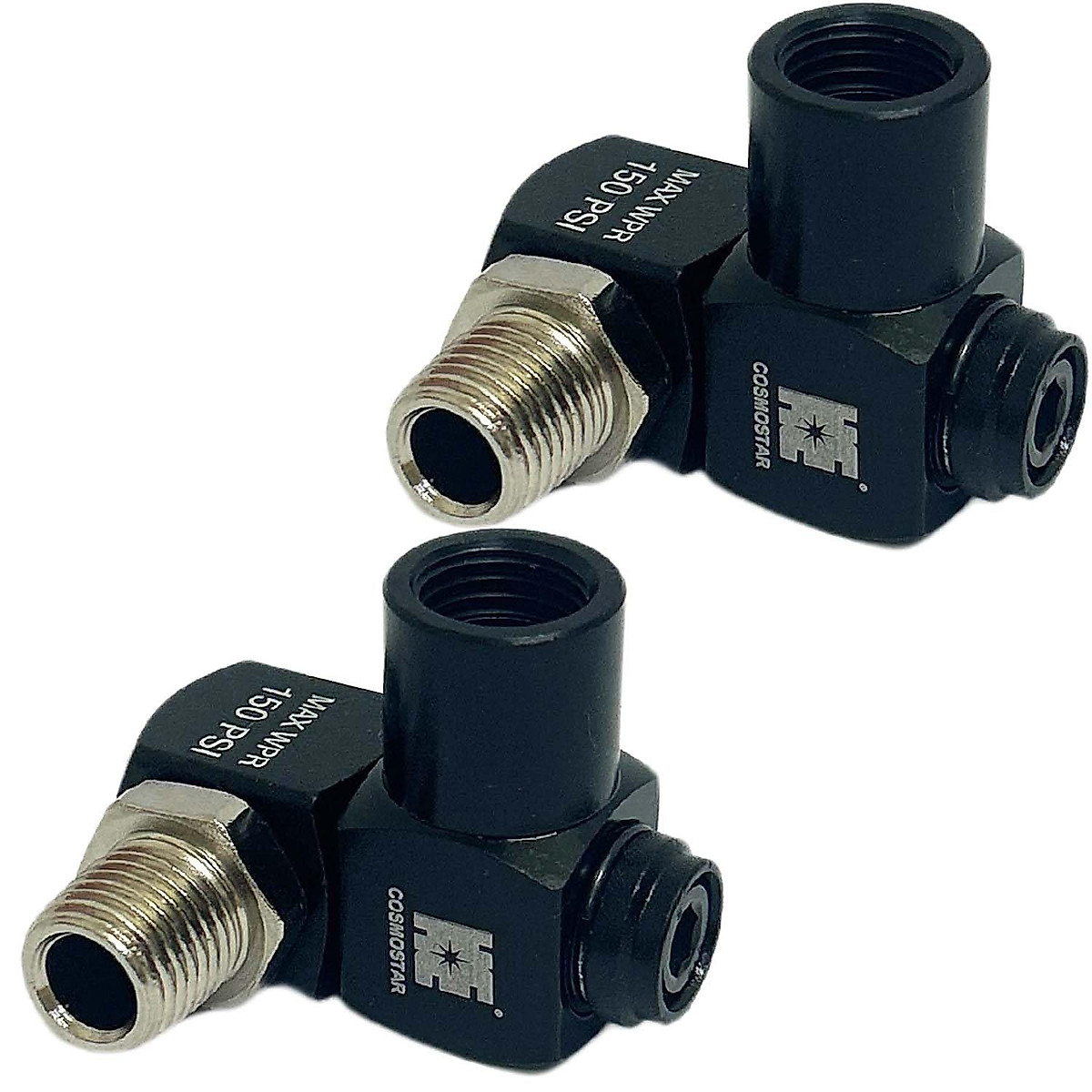 Cosmostar 1/4" NPT 360° Swivel Air Hose Connector – Industrial-Grade Swivel Fittings for Air Tools (2-Pack)
