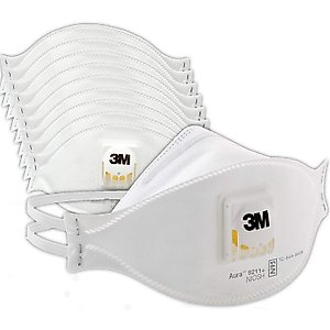 3M 58887719997169 Aura 9211PLUS Disposable N95 Respirators w/Cool Flow Valve (Pack of 10)