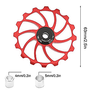 SMICH Rear Derailleur Bearing Pulley, Corrosion‑Resistant Lightweight Bikes Ceramic Bearing Pulley Guide Wheel for for Road Bike for Mountain Bike(Red)