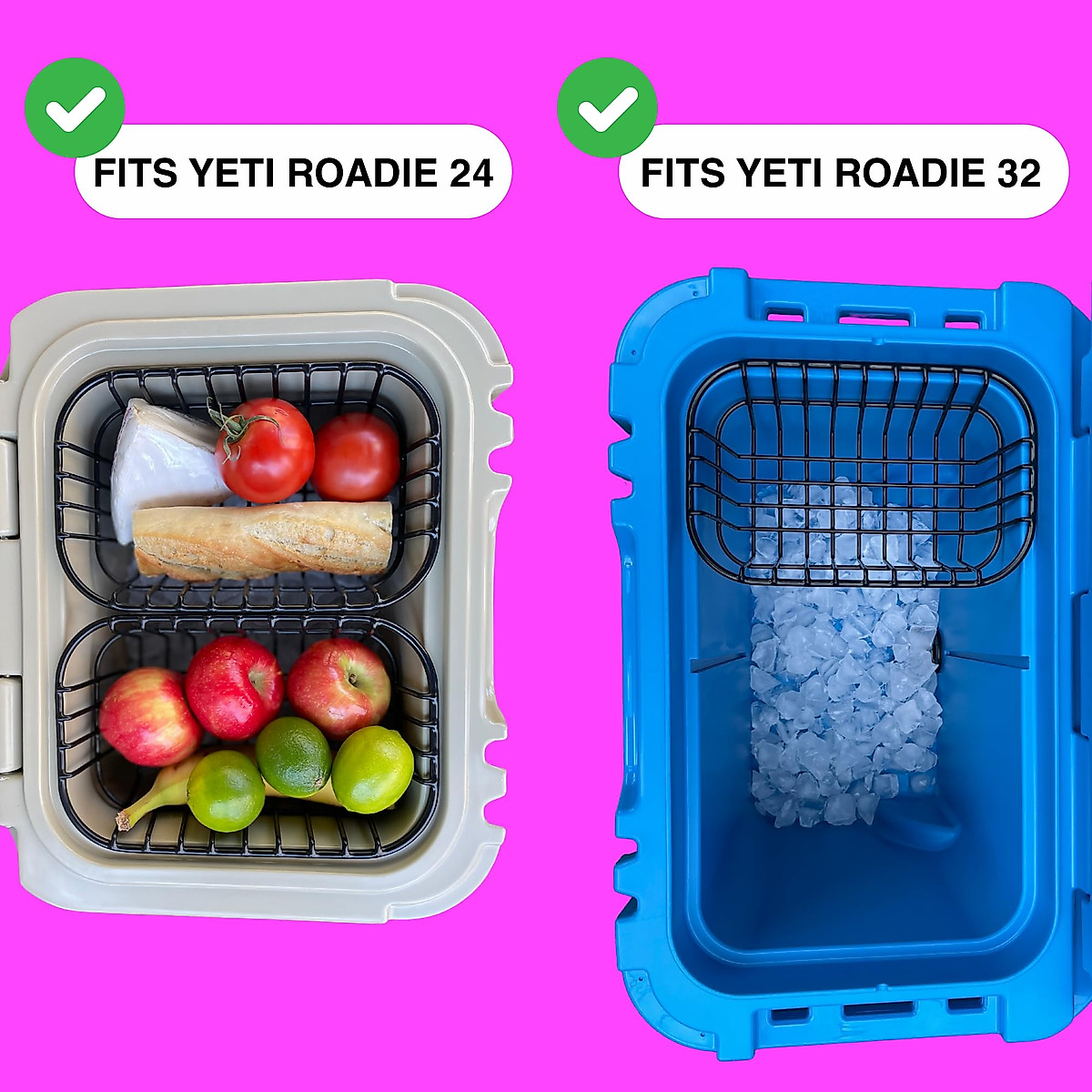 Above Sea Level Cooler Basket for YETI Roadie 24 - Tight Grid, Rock Solid Steel, Compatible with Yeti Ice and Accessories