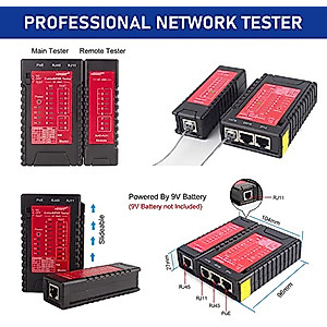 Noyafa NF-468s Network Cable Tester, Ethernet Tester,Cable Mapper, Check Continuity -RJ45, RJ11, RJ12, RJ45, CAT5, CAT5E, CAT6, CAT6A,Telephone line CAT3