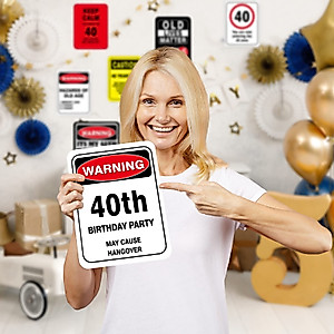 WERNNSAI 40th Birthday Decorations - 9 Pcs 40 Birthday Decorations for Men, 40 Year Old Decorations Signs Table Centerpieces Funny Picture Props, Women 40s Door Windows Wall Decor, Bday Party Garden Banner