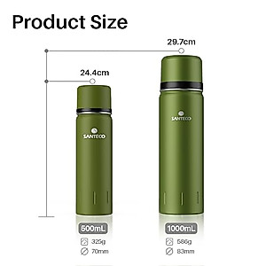 Classic Vacuum Insulated Wide Mouth Flask Bottle, BPA-Free 18/8 Stainless Steel Insulated Beverage Bottle for Cold & Hot Thermos, Keeps Liquid Hot 12hrs or Cold for Up to 24 Hours