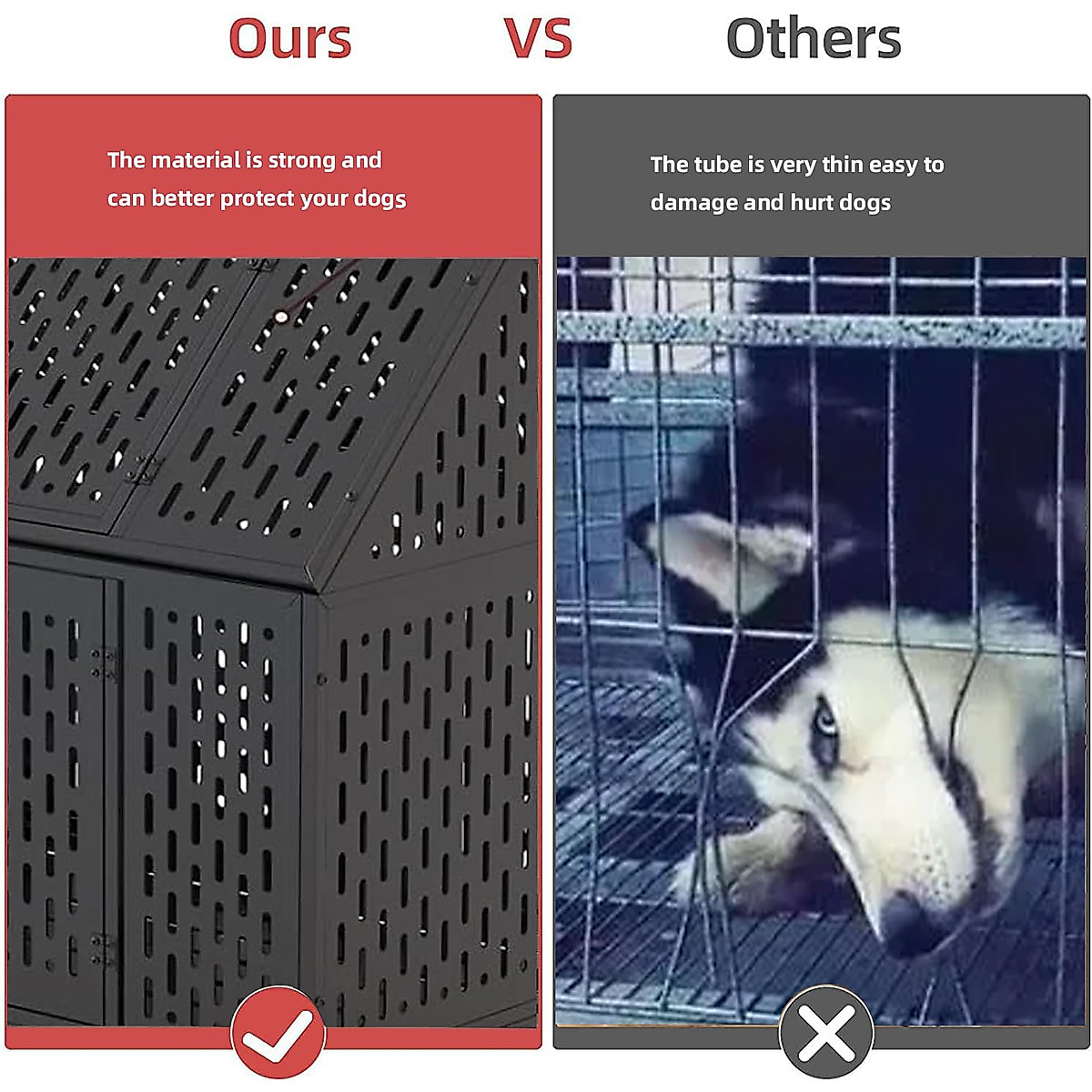 45'' Heavy Duty Dog Crate for Large Dogs, Indestructible Escape Proof Dog Cage with Self-Locking Latch, Large Indoor Dog Kennel with Double Door for High Anxiety Dogs