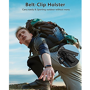 FNTCASE for iPhone 12 Pro Max Case: with Belt-Clip Holster & Built-in Screen Protector & Kickstand, Full-Body Dual Layer Rugged Military Grade Shockproof Protective Cell Phone Cover 6.7 inch-Blue