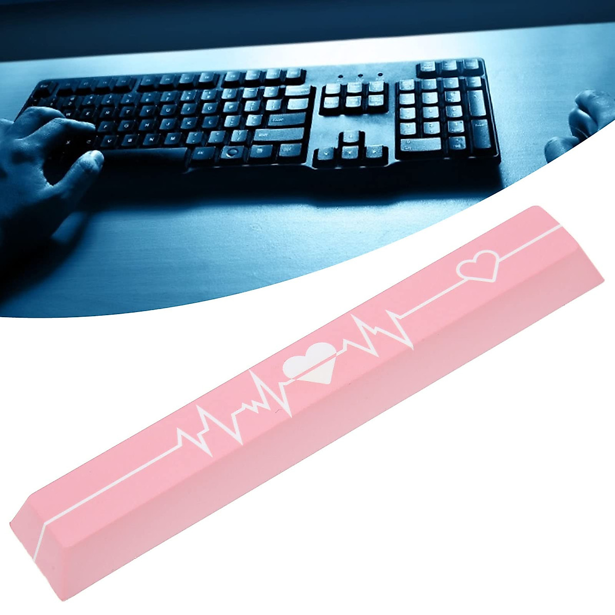 Archuu Heartbeat Cutesy Spacebar Keycaps,PBT Cute Cartoon DIY Mechanical Gaming Keyboards Keycaps, Gaming Keycaps,Keyboard Replacement Accessories