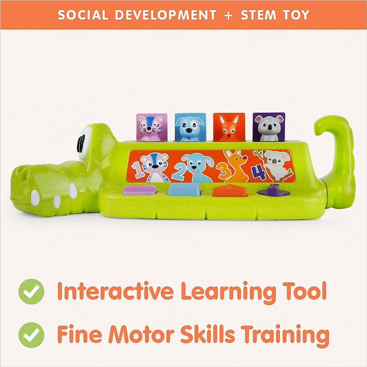 BOLEY Toddler Activity Center - Roo Crew Animal Alligator Interactive Learning Toy - Learn Colors, Shapes and Numbers - Toddler Interactive Playset – Ages 2 and Up