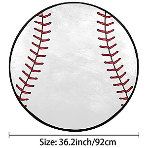 Round Area Rug, Baseball Sport Theme 3ft Diameter Non-Slip Circle Rugs Soft Throw Rugs Machine Washable Floor Carpet for Sofa Living Room Bedroom Nursery Kids Playroom Decor