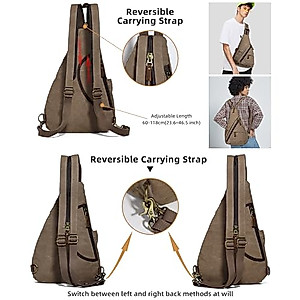 KL928 Canvas Sling Bag - Small Crossbody Backpack Shoulder Casual Daypack Rucksack for Men Women(Large Version)