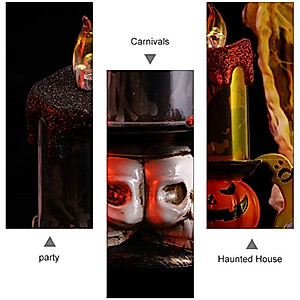 OSALADI Halloween Flameless Candles 2pcs Halloween Candles Flameless Votive Candles Skull Pumpkin Candle Lamp Flameless Tea Light for Bar Home Garden Halloween Snow Globe