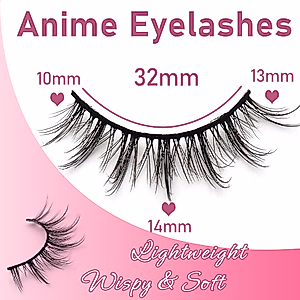 Losha Manga Lashes Fluffy Faux Mink Lashes Natural Look 10 Pairs Asian False Eyelashes Pack Look Like Individual Clusters (6D75)