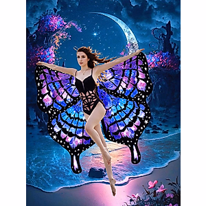 Shireake Baby Butterfly Wings Costume, Double-Sided Printing Adult Halloween Butterfly Cape Costume Women Party