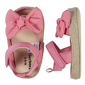 Gerber Baby Girls Espadrille Sandal Crib Shoe, Coral Pink, 6 9 Months Infant