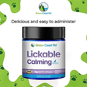 Green Coast Pet Lickable Actives (Calming) Supplement for Dogs, 16 oz | Made in USA | 30 Day Supply