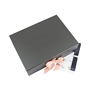 SKETCHGROUP Luxury Gift Box with 2 Satin Ribbon and Magnetic Closure (A4, Black)