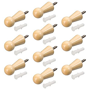 MroMax Natural Wooden Coat Hooks Wall Mounted -Vintage Single Organizer Hangers, Handmade Craft Hat Varnish Rack Pack of 10pcs