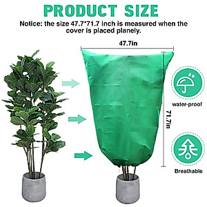 GonLei 2 Packs Plant Covers Freeze Protection 47.7" X 71.7" Large Frost Blankets for Plants Frost Cloth Plant Freeze Protection Tree Covers Freeze Protection Covers Bags with Zipper Drawstring
