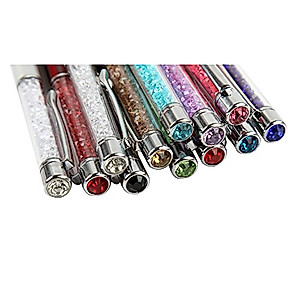 MengRan® Bling Bling Slim Crystal Diamond pens ink Ballpoint Pens,Black ink,(Pack of 12)