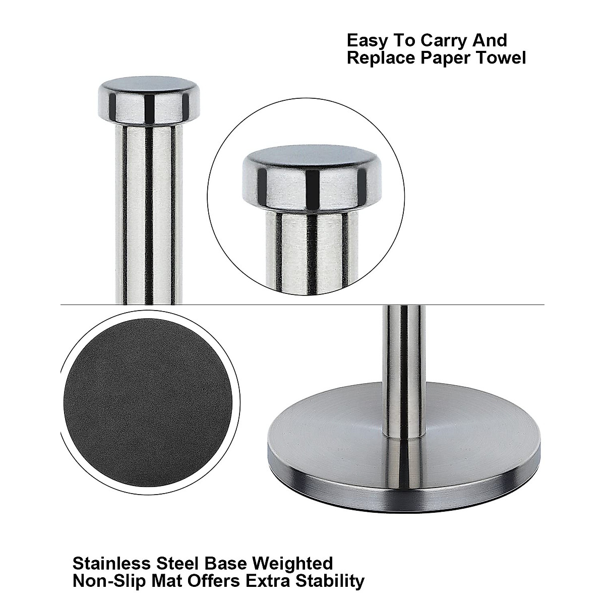 Paper Towel Holder Countertop,AFAXINRIE Paper Towel Holder，Stainless Steel Countertop Paper Towel Holder