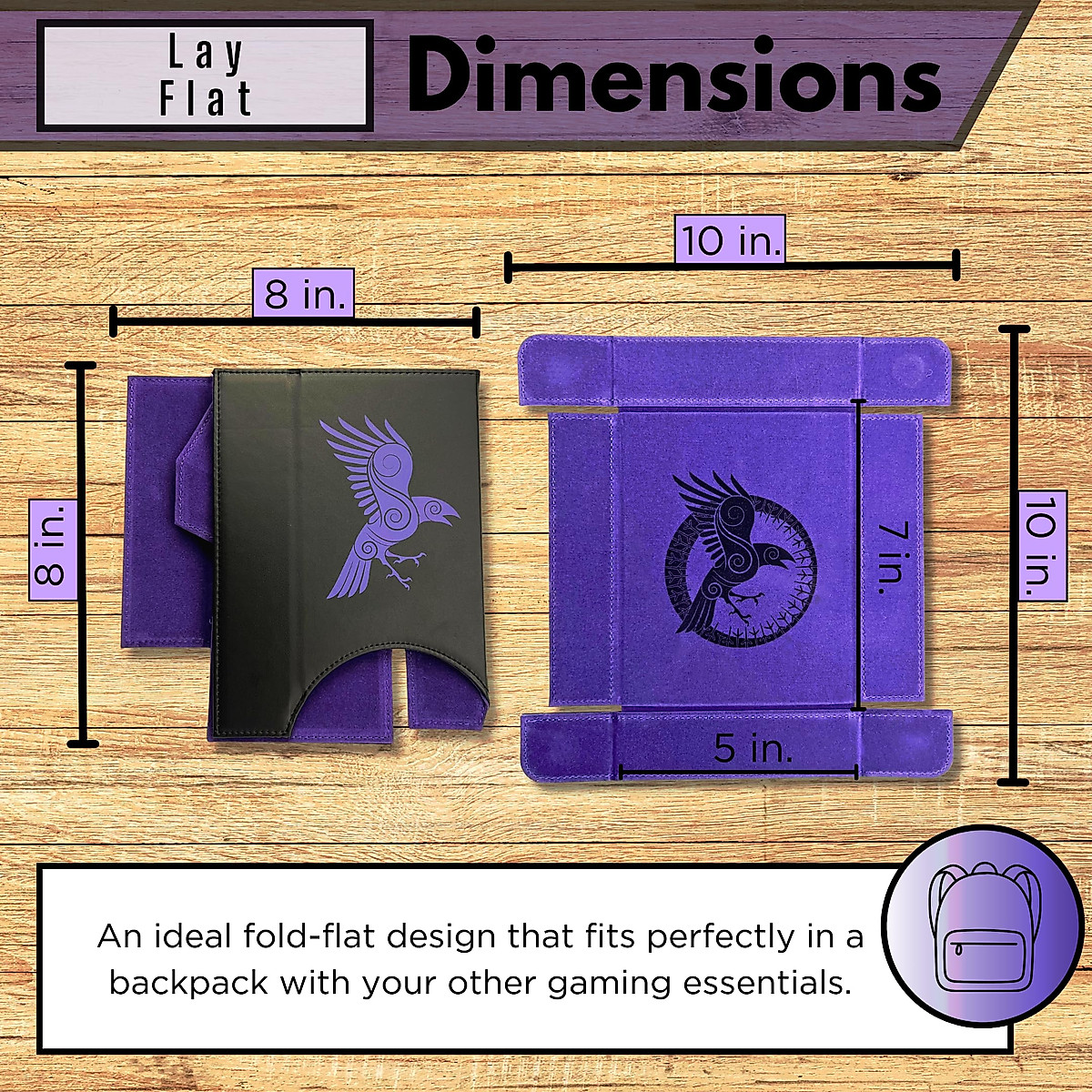 Luck Lab Folding Dice Tower and Dice Tray for RPG Table Top Gaming - Black/Purple - Raven Design