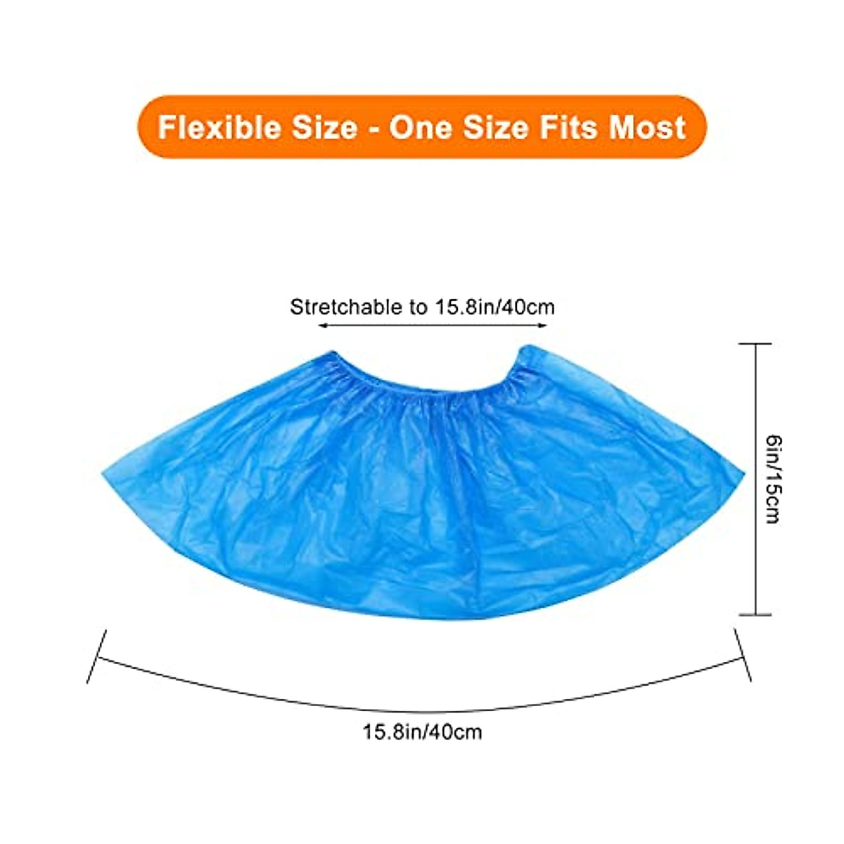 Shoe Covers Disposable - 100 Pack (50 Pairs) Non Slip Recyclable Disposable Boot Covers Waterproof Durable Shoe Protector for Indoor Guest Visitor, One Size Fits Most(CPE Plastic)