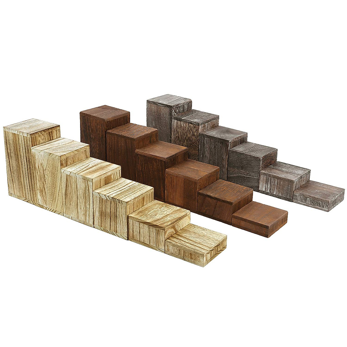 MOOCA Wooden 6 Pcs Square Risers for Display Jewelry and Accessories Display Stand Wooden Risers For Jewelry Figurine, Brown