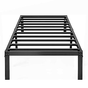 ZIYOO Twin XL Bed Frames with Heavy Duty Steel Slat, 14 Inches Platform Bed Frame, Non-Slip Design, No Box Spring Needed, Easy Assembly, Quiet Noise Free, Under Bed Storage Space, Black
