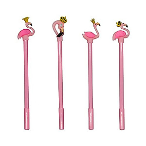 Maydahui 28PCS Crown Flamingo Shaped Rollerball Pen Black Gel Ink Pens Cute Animal Design for Office School Home
