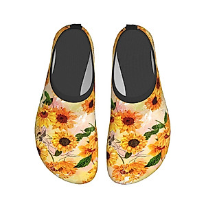 Sunflower Water Shoes for Men Women Aqua Socks Barefoot Quick-Dry Beach Swimming Shoes for Yoga Pool Exercise Swim Surf