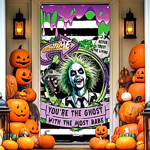 Vohado Door Cover It's Showtime Never Trust The Living Halloween Party Decoration Front Porch Indoor Outdoor Patio Banner Decor